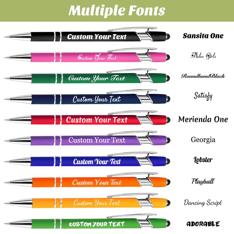 Alistt Up to 300 Personalized Custom Pens with Name in Bulk Customized Pens with Free Engraving Stylus for Women Men Birthdays Graduations Business Gifts