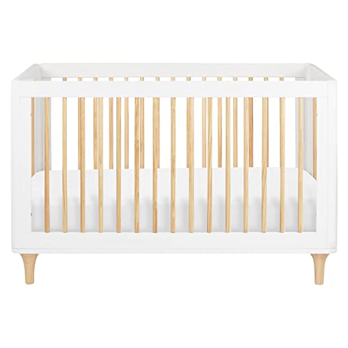 Babyletto Lolly 3-in-1 Convertible Crib with Toddler Bed Conversion Kit in White and Natural, Greenguard Gold Certified