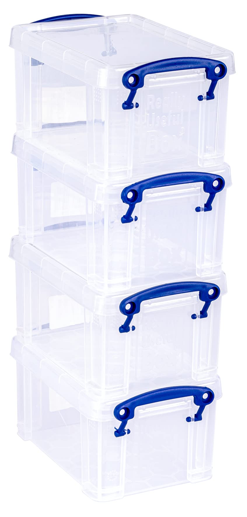 Really Useful Plastic Storage Box 0.7 Litre Clear (Pack of 4)