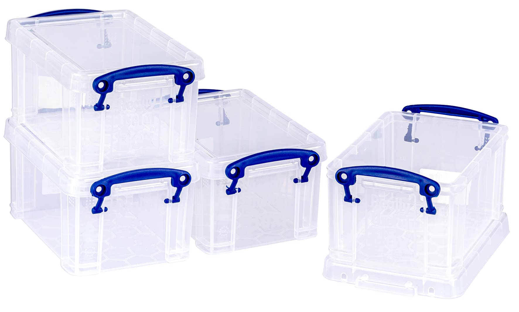 Really Useful Plastic Storage Box 0.7 Litre Clear (Pack of 4)