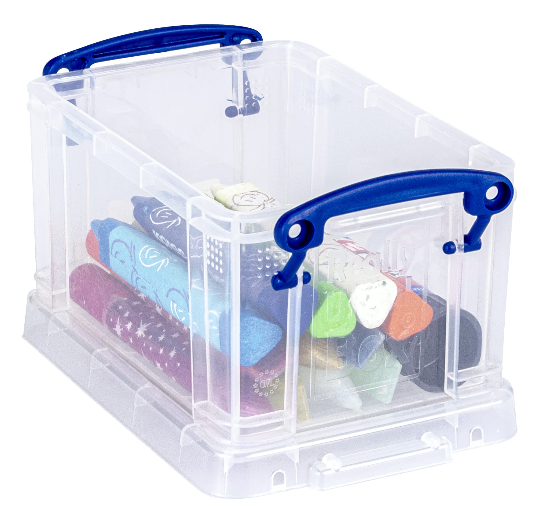 Really Useful Plastic Storage Box 0.7 Litre Clear (Pack of 4)