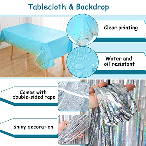 Baby Shower Decoration For Boy Blue Balloons and It's A Boy Themes Party Supplies Boxes Banner Silver Background