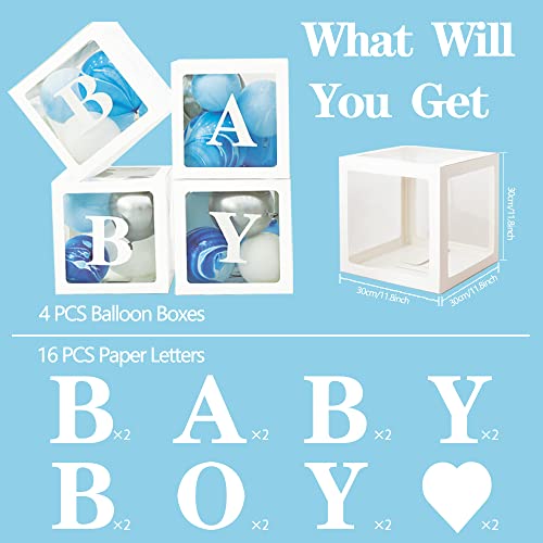 Baby Shower Decoration For Boy Blue Balloons and It's A Boy Themes Party Supplies Boxes Banner Silver Background