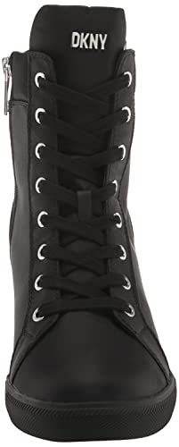 DKNY Women's Calz Lace Up Wedge Sneaker, Black, 9