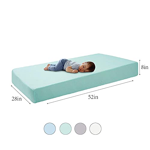 2 Pack Jersey Crib Sheets Set, Stretchy Jersey Knit Crib Fitted Sheet for Boys and Girls, Size 28 x 52 in, Baby Sheets Fit Standard Crib and Toddler Bed (Aqua Grey)