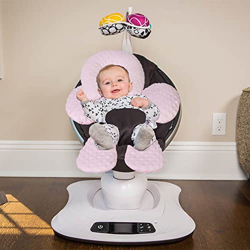 Pro Goleem Infant Car Seat Head Neck Body Support, Ultra-Soft Minky and Microfiber Newborn Car Seat Insert Cushion, Perfect for Car Seat, Stroller, 2-in-1 Reversible, Girls, Pink