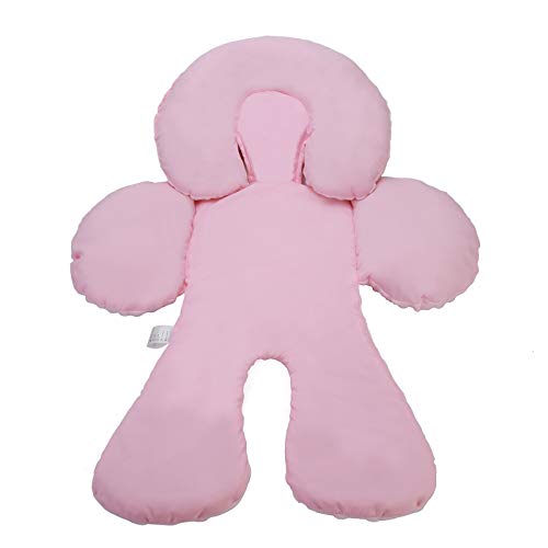 Pro Goleem Infant Car Seat Head Neck Body Support, Ultra-Soft Minky and Microfiber Newborn Car Seat Insert Cushion, Perfect for Car Seat, Stroller, 2-in-1 Reversible, Girls, Pink