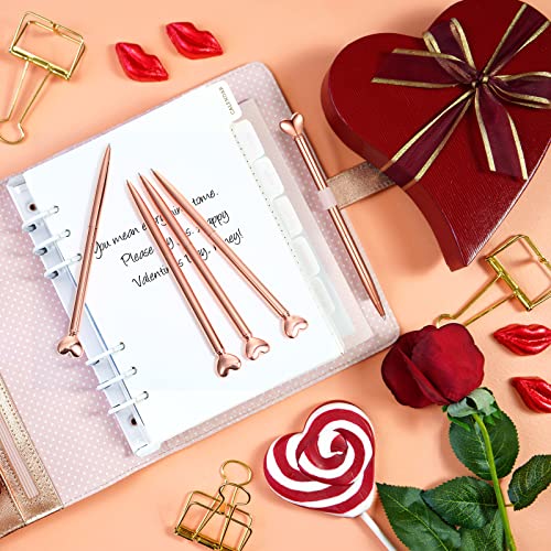 24 Pcs Heart Shaped Pens Retractable Metal Cute Heart Pens 1.0 mm Black Ink Ballpoint Decorative Pens Engagement Gifts for Women School Office Wedding Bridal Shower Valentine's Day(Rose Gold)