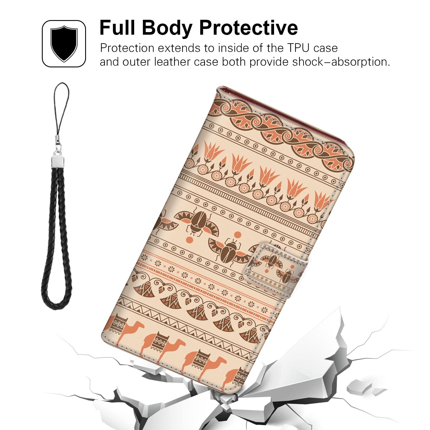 GackCase Wallet Case Fit for Samsung Galaxy S9 Plus (2018) (6.2 Inch) with Cicada Totem Camel Stand Support Wristband Credit Card Slots Side Cash Pocket Magnetic Buckle PU Leather Flip Cover