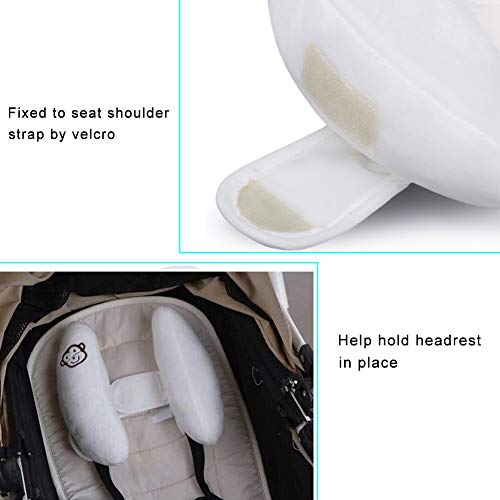 Inchant Adjustable Baby Soft Head Neck Support - Children Travel Car Seat Safety Pillow Cushion, Banana U-Shape Stroller Head Support for Toddlers Infants Child Best Gift - White