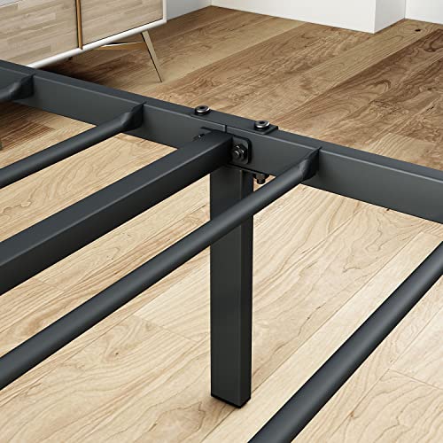 USHOW Modern Black Metal Bed Frame Twin Size with Headboard and Footboard Sturdy Metal Frame Premium Steel Slat Support Easy Assembly (Twin,Black)