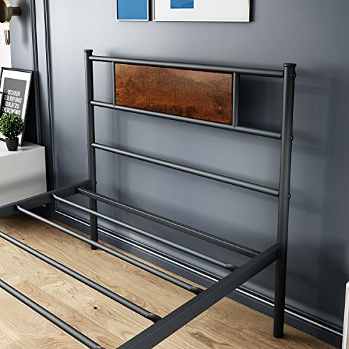 USHOW Modern Black Metal Bed Frame Twin Size with Headboard and Footboard Sturdy Metal Frame Premium Steel Slat Support Easy Assembly (Twin,Black)