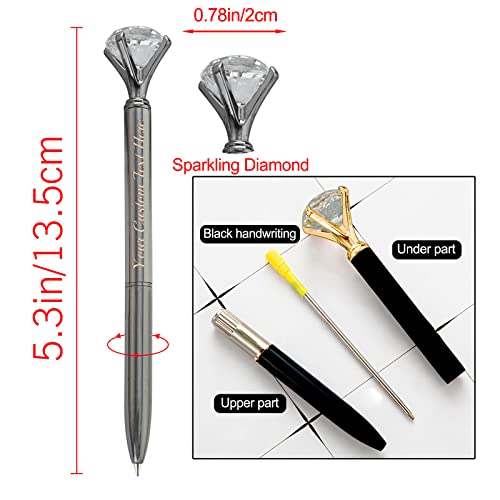 FwSYouMAI 1 PCS Diamond Pen with Crystal,Personalized Pens Bulk with Name Free Engraving,Custom Diamond Ballpoint Pens,Rose Gold Ink Stylus,Gift for Girls,Women,Wedding,Birthdays-Rose Gold