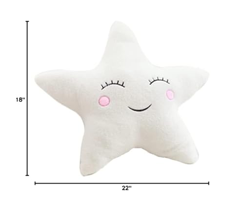 Soft Plush ELONEL Star Pillow Moon Cloud Fresh Cushion Bed Pillow Home Office Sofa car seat Cushion Party Supplies (Star 19.5inch/50cm, White)
