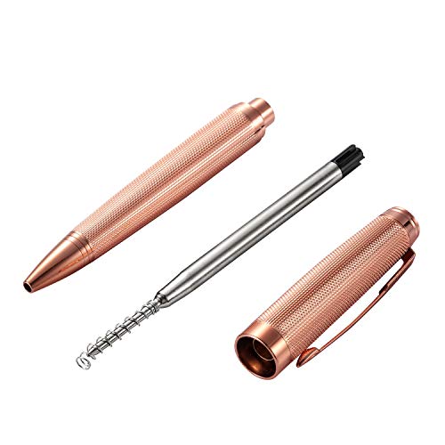 Nekigoen Ballpoint Pen with Gift Box for Men Women,Luxury Stainless Steel Retractable Pen Executive Home Office Use, and 2 Extra Refills Black Ink 1.0mm B2 (rose gold)