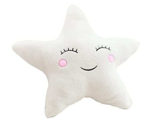 Soft Plush ELONEL Star Pillow Moon Cloud Fresh Cushion Bed Pillow Home Office Sofa car seat Cushion Party Supplies (Star 19.5inch/50cm, White)