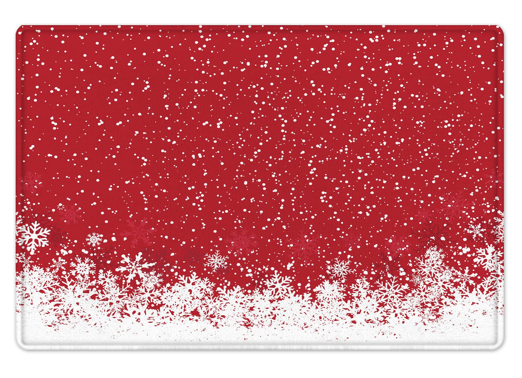 HVEST Winter Snow Memory Foam Bath Mat, White Snow with Snowflakes on Red Background Non Slip Bath Rug Kitchen Mat Door Mat Washable Absorbent Bathroom Décor Rug, 16 X 24 Inches