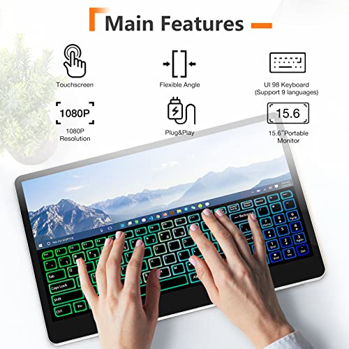 FLYTOCCA 15.6" Touchscreen Portable Monitor, 10-Point Touch Screen Monitor, 1080P FHD IPS External Monitor Display Screen for Laptop PC Phone Mac Xbox PS5/PS4 Switch