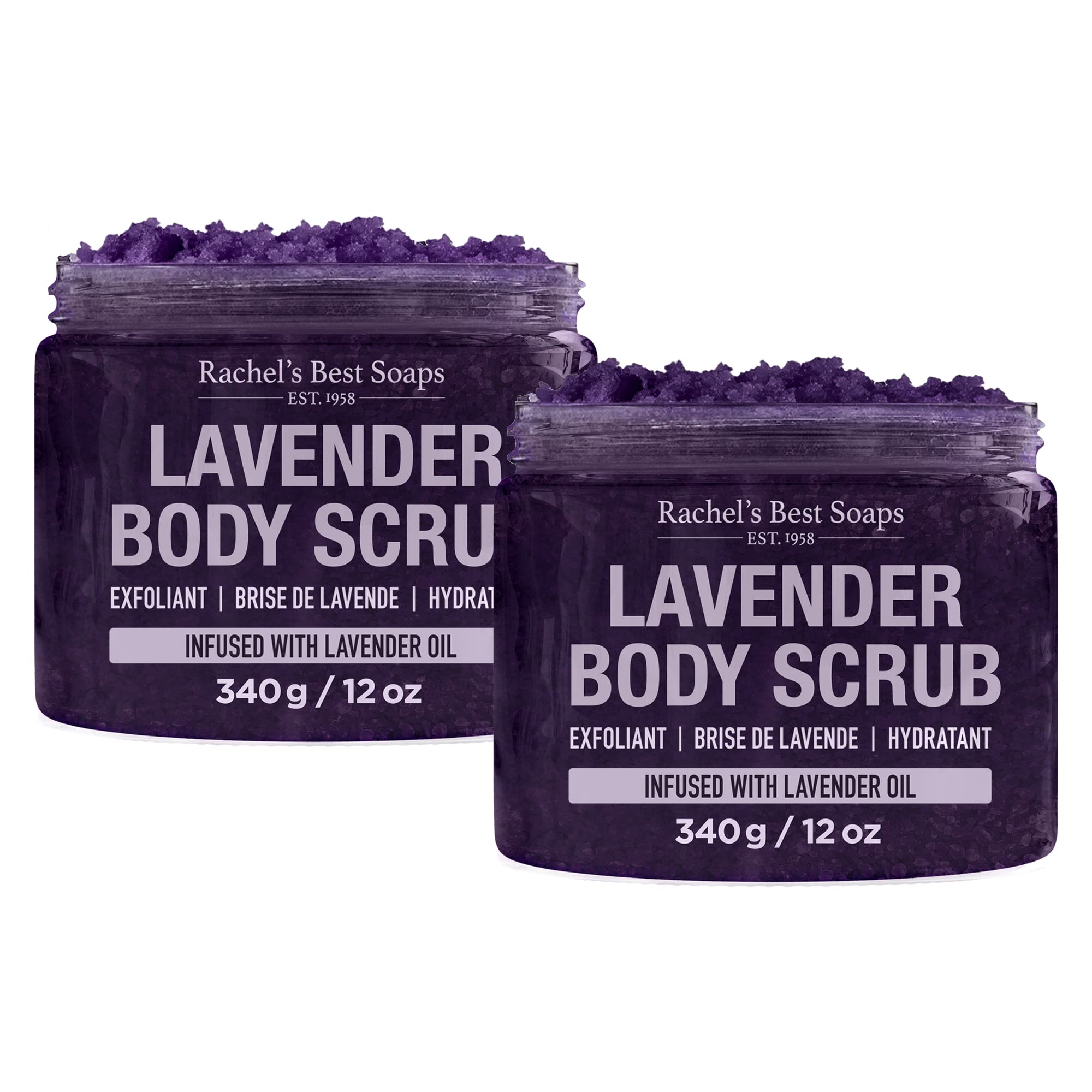 BeautyFrizz Lavender Body Scrub for Women - Exfoliating Body Scrub - Contains Sea Salt, Aloe and Shea Butter - Gently Exfoliates - 24 Oz - Pack of 2