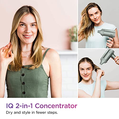 Shark HD112GNBRN HyperAIR Fast-Drying Hair Blow Dryer with IQ 2-in-1 Concentrator and Styling Attachments, Auto Presets, Rotatable Hot Air Brush, No Heat Damage, Ionic, Matcha
