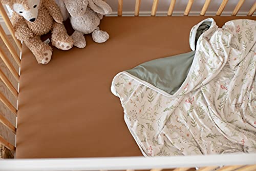 Pobibaby - Single Solid Premium Fitted Baby Crib Sheets for Standard Crib Mattress - Ultra-Soft Cotton Blend, Safe and Snug, and Stylish Solid Crib Sheet (Caramel Brown)