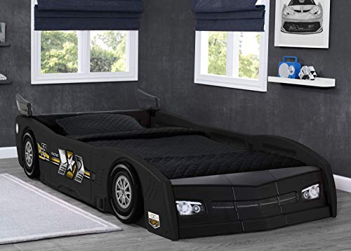 Delta Children Grand Prix Race Car Toddler & Twin Bed - Made in USA, Black
