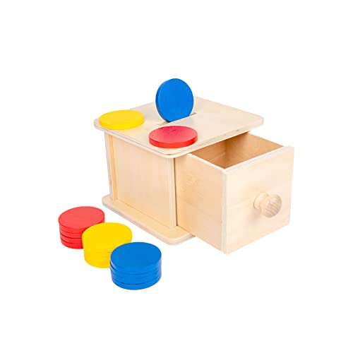 Adena Montessori Infant Toddlers Coin Box Montessori Toys for 6-12 Months Baby (Typical - Drawer Comes Out)