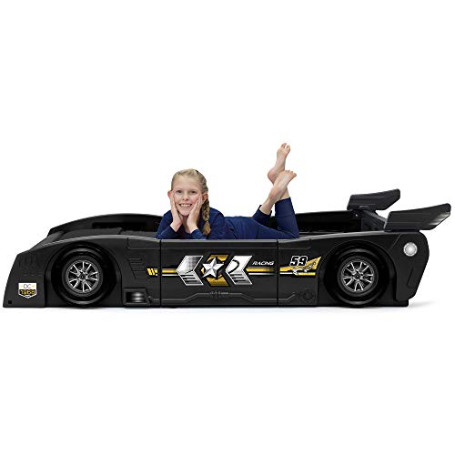 Delta Children Grand Prix Race Car Toddler & Twin Bed - Made in USA, Black