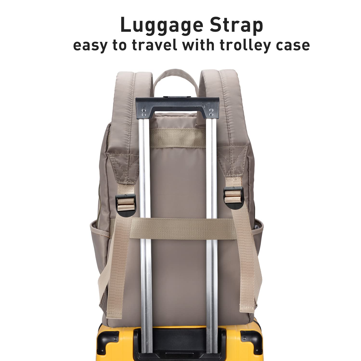 Laptop Backpack for Women 15.6-inch Slim - Laptop Bag Computer Case Purse Travel Lightweight Medium Size Satchel Daypack 16-inch Water-resistant Business Comutter Fashion Stylish Nylon Khaki