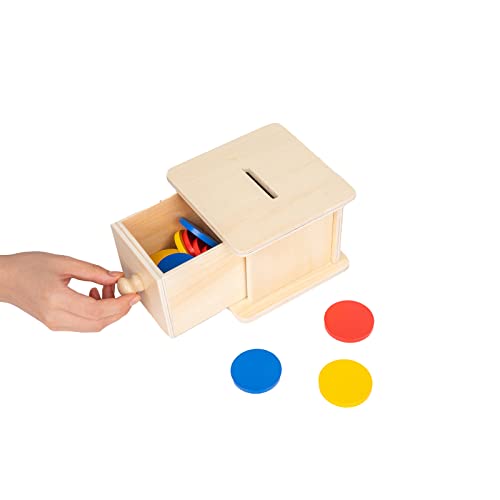 Adena Montessori Infant Toddlers Coin Box Montessori Toys for 6-12 Months Baby (Typical - Drawer Comes Out)