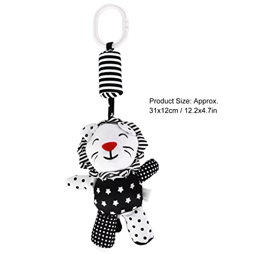 Baby Hanging Rattle Toys, Black and White Stripe Stroller Plush Wind Chimes Toys for Infants Car Bed Crib(Black and White Striped Lion Pendant)