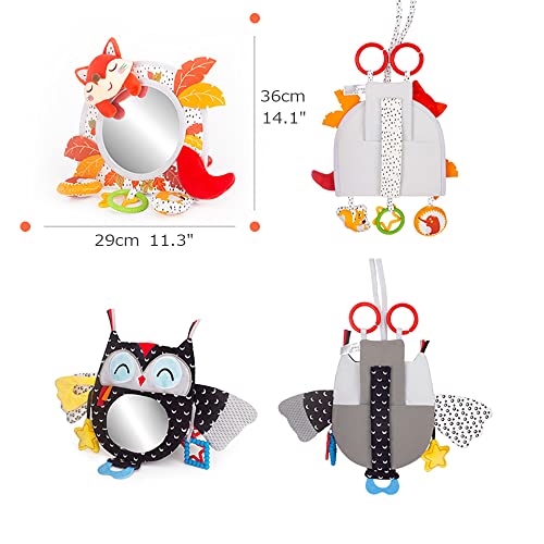 Baby’s Activity Hanging Toy with in-Sight Car Mirror for car seat, Stroller, Crib and Tummy time (Fox)