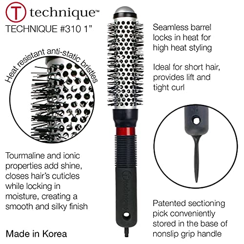 Cricket Technique #310 1โ Thermal Hair Brush Seamless Barrel Styling Hairbrush Anti-Static Tourmaline Ionic Bristle for Blow Drying Curling All Hair Types