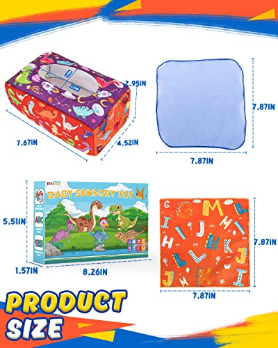 DINORUN Montessori Inspired Tissue Box Toy Set for Babies and Toddlers - Educational Sensory Play Toys