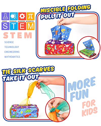 DINORUN Montessori Inspired Tissue Box Toy Set for Babies and Toddlers - Educational Sensory Play Toys