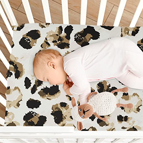 Brown Leopard Print Cheetah Baby or Toddler Fitted Crib Sheet for Girl and Boy 52 x 28 inch