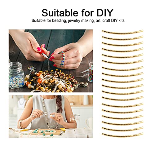 Curved Noodle Tube Spacer Beads, DIY Materials 200Pcs Jewelry Making Accessories Curved Long Tube Beads for Jewelry Making for DIY Crafts(Golden)