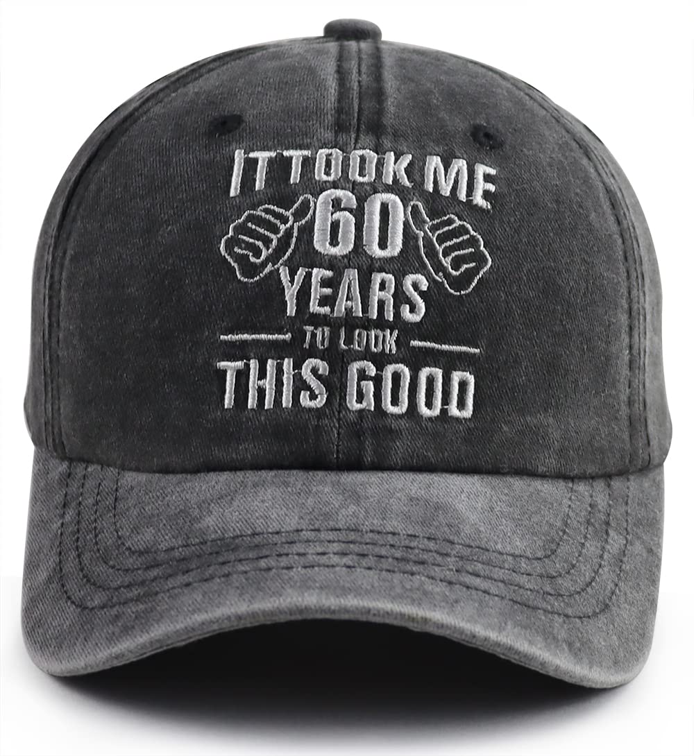 60th Birthday Decorations for Men Women, Funny Vintage 1965 Birthday Gifts for Her, Adjustable Cotton Embroidery 60 Years Party Supplies Baseball Cap for Dad Mom Grandpa Grandma Friend