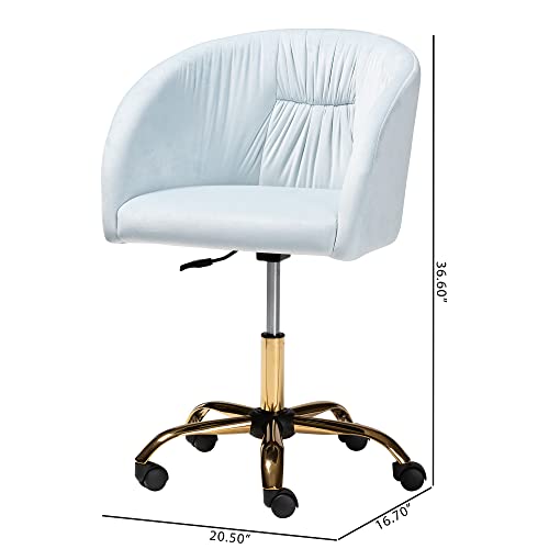 Baxton Studio Ravenna Office Chair, One Size, Aqua/Gold