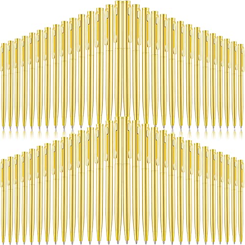 60 Pieces Slim Metallic Retractable Ballpoint Pens Slim Ballpoint Pen Black Ink 1.0 mm Medium Point Metal Pen Office Smooth Writing Stylus Pen for Men Women Business (Gold, Stylish Style)