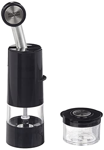 Kuhn Rikon Essential Adjustable Ratchet Grinder with Ceramic Mechanism for Salt, Pepper and Spices, 8 x 2.5 inches, Black