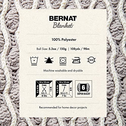 Bernat Blanket Taupe Yarn - 3 Pack of 150g/5.3oz - Polyester - 6 Super Bulky - 108 Yards - Knitting/Crochet