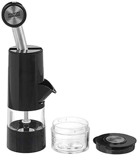 Kuhn Rikon Essential Adjustable Ratchet Grinder with Ceramic Mechanism for Salt, Pepper and Spices, 8 x 2.5 inches, Black