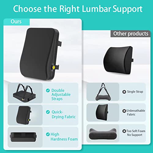 Lumbar Support Pillow for Office Chair,Support Point Adjustable Chair Back Support Pillow for Car, Office Chair Back Cushion Chair Cushion for Back Pain with 2 Adjustable Straps