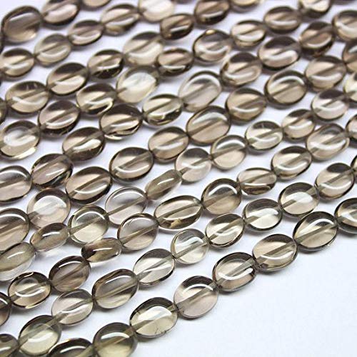 GemAbyss Beads Gemstone 2 Strand Natural Smoky Quartz Smooth Oval Gemstone Loose Spacer Craft Beads 13 Inch Long 8mm 7mm Code-MVG-25910