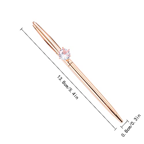Sun Kea 3Pcs Big Diamond Pen Crystal Metal Ballpoint Pens 1.0mm Black Ink Advertising Gif Pen (6551-plated rose gold)