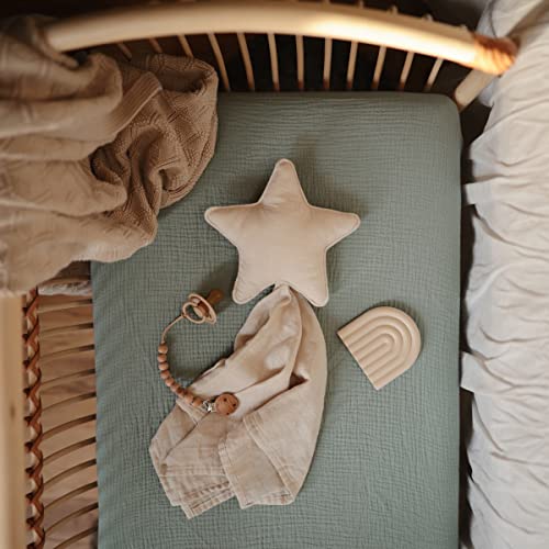 mushie Extra Soft Muslin Fitted Crib Sheet | 28"x 52" (Roman Green)