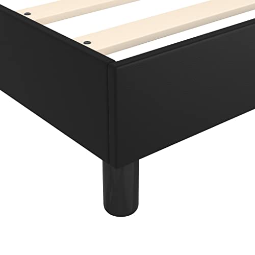 Penau Bed Frames Box Spring Bed with Mattress Black 53.9"x74.8" Full Faux Leather Beds with Headboard