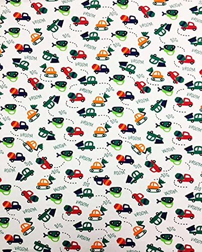 SheetWorld 100% Cotton Interlock Jersey Crib Sheet Set 28 x 52, Construction Cars, Made in USA