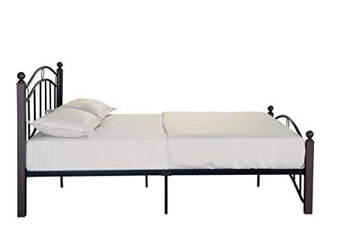 Epinki Full Size Metal Bed Frame with Headboard and Footboard, Black, No Box Spring Needed, Easy Assembly